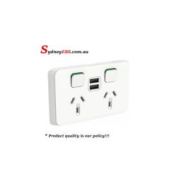 Clipsal Iconic Double Power Point with Dual USB Charger Horizontal ...
